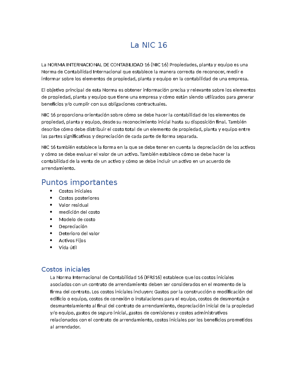 Resumen NIC 16 - La NIC 16 La NORMA INTERNACIONAL DE CONTABILIDAD 16 (NIC 16) Propiedades ...