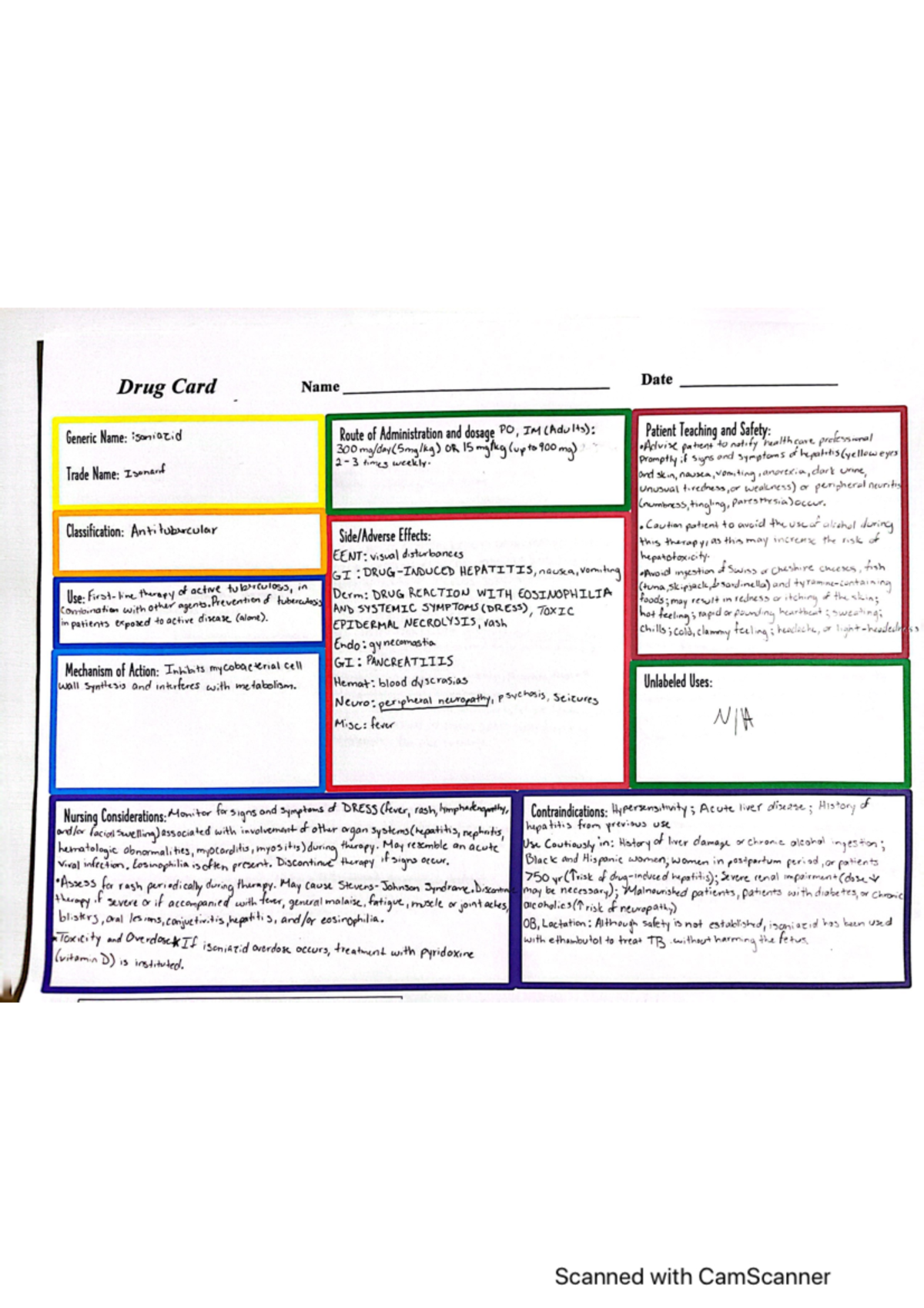Drug card wk 6 - Drug cards for week 6 - NSG 124 - Studocu