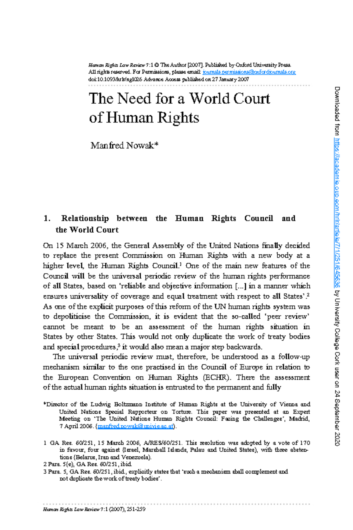 Nowak - Article - Human Rights Law Review 7 :1 © The Author [2007 ...