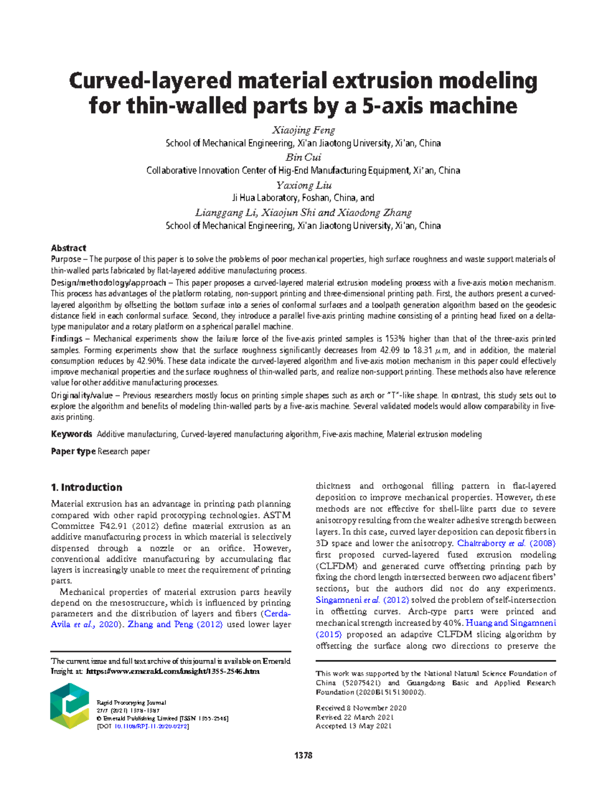 Curved-layered material extrusion modeling - Design/methodology ...