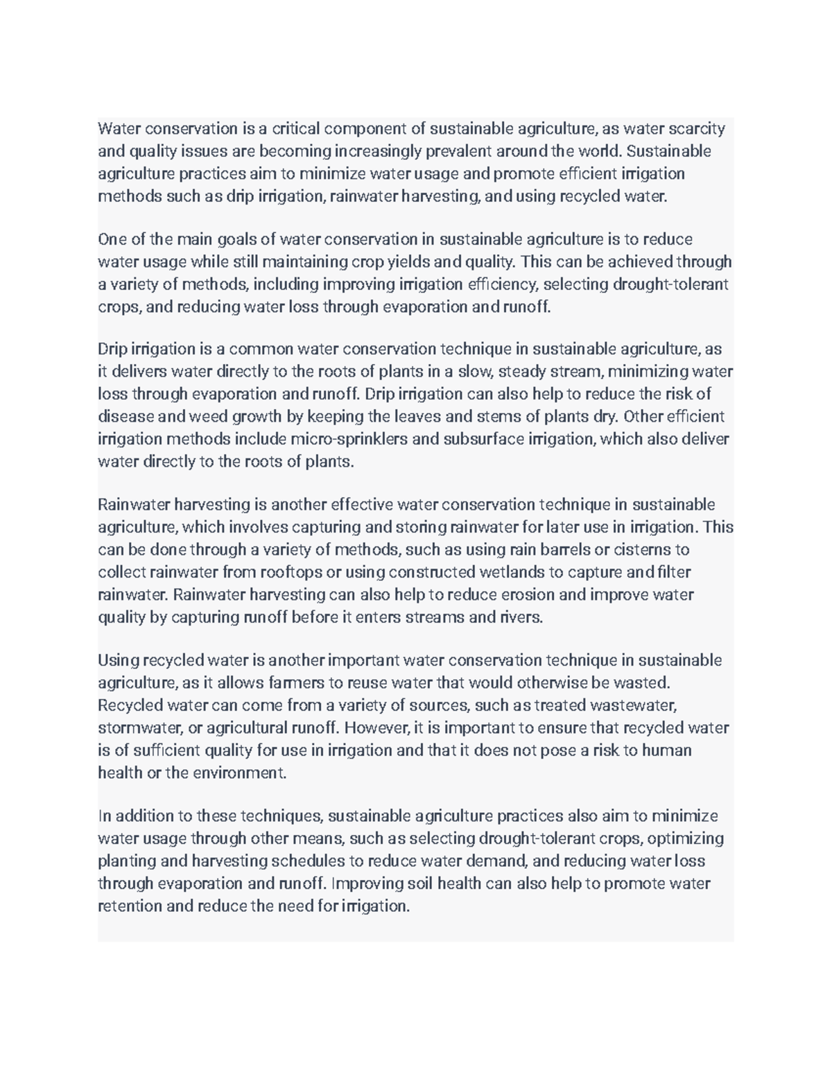 Water Conservation Notes - Water conservation is a critical component ...