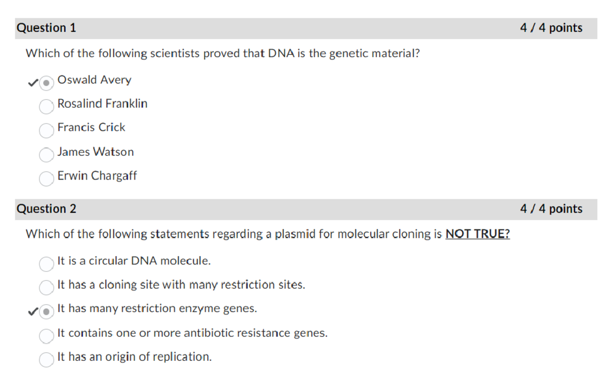 Biochem practice test 1 - Question 1 4 4 points Which of the following ...