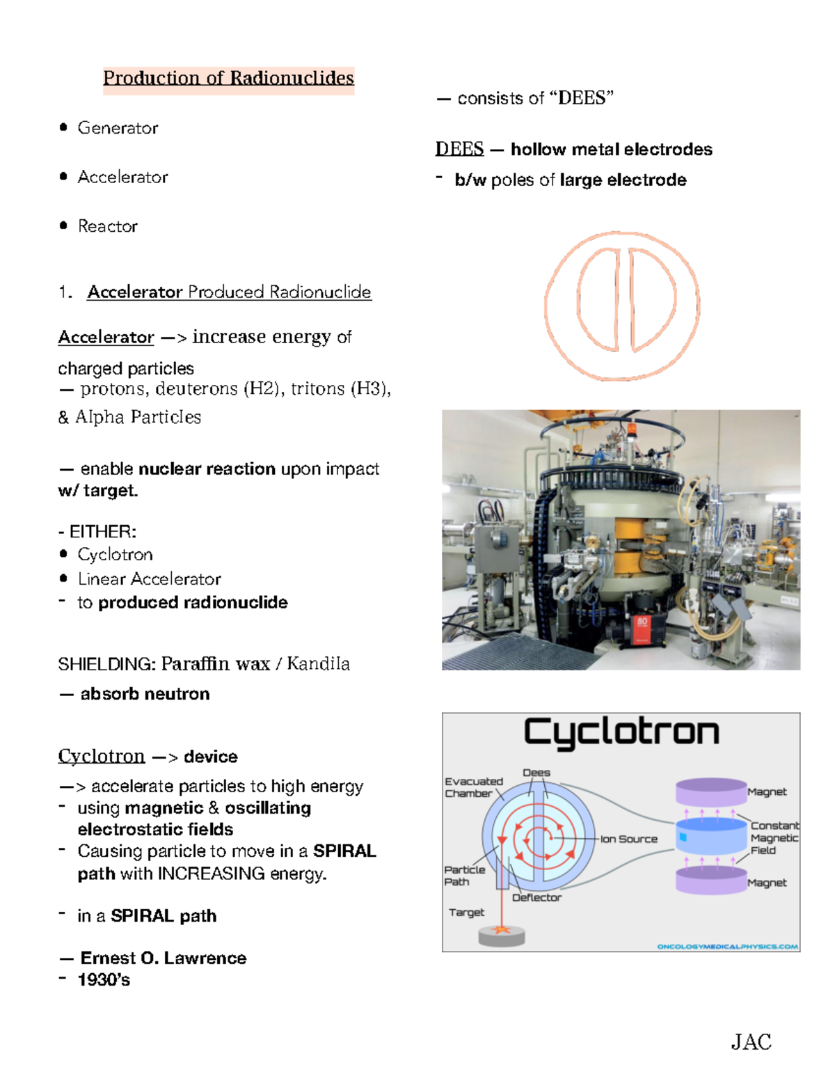 Nuc Med 1 - NucMed - • Generator • Accelerator • Reactor Accelerator ...