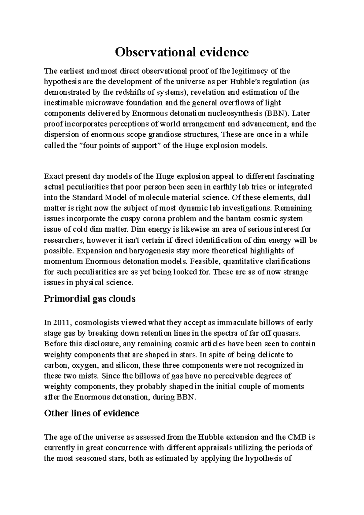 Observational evidence - Later proof incorporates perceptions of world ...