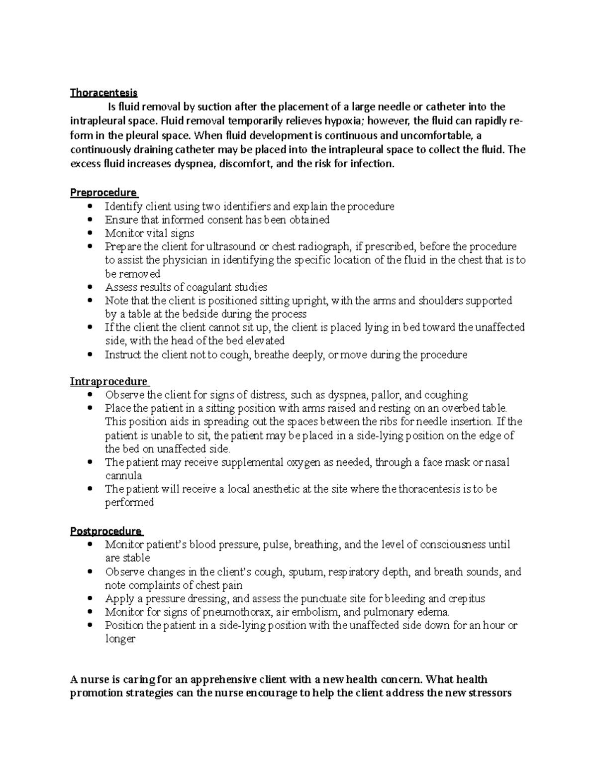 Fundamental assignment VATI - Thoracentesis Is fluid removal by suction ...