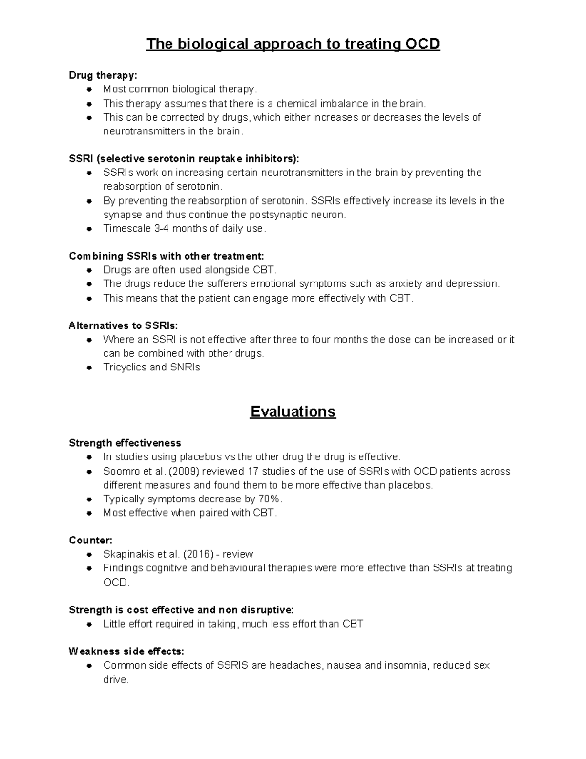 The biological approach to treating OCD - This therapy assumes that ...