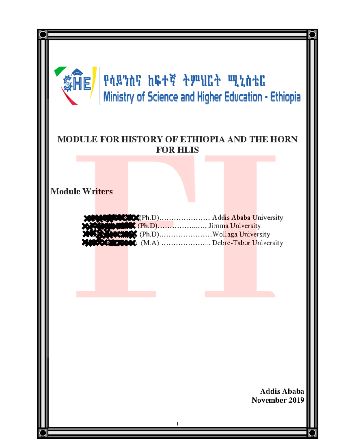 History of Ethiopia and the Horn 240430 082948 - MODULE FOR HISTORY OF ...
