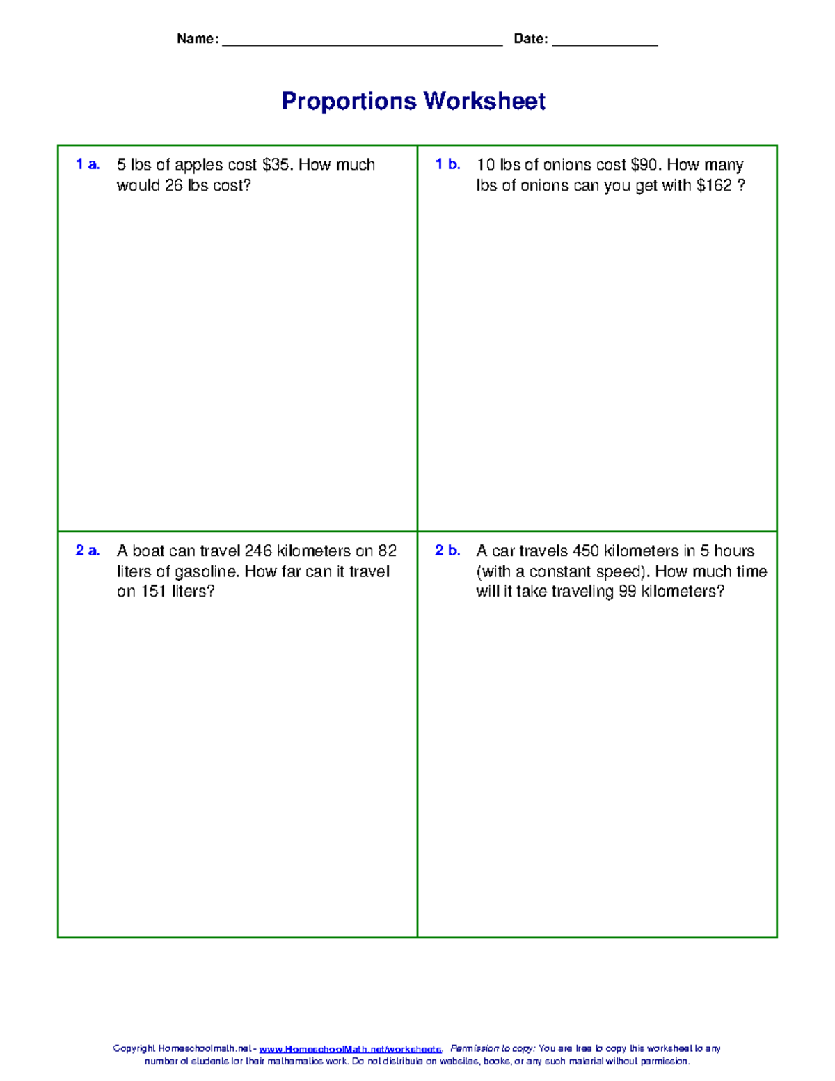 Proportions Worksheet - Name ...