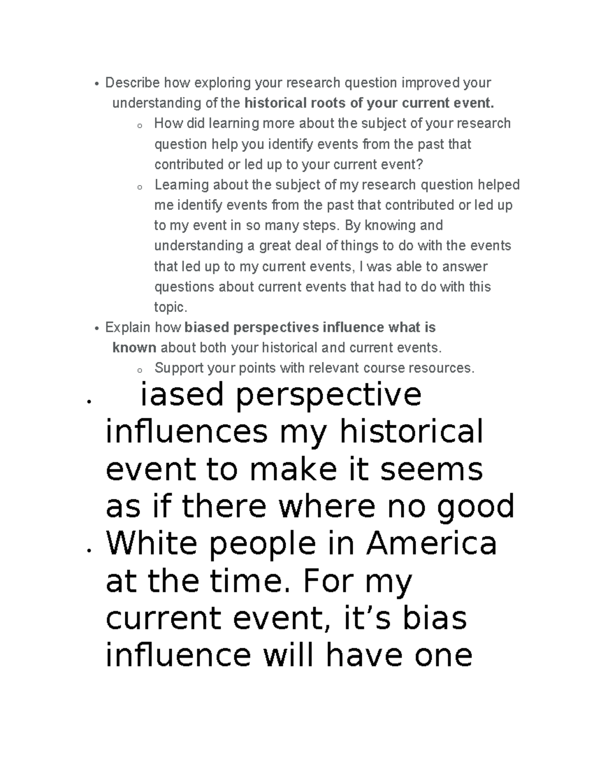 5 history - coursework - Describe how exploring your research question ...