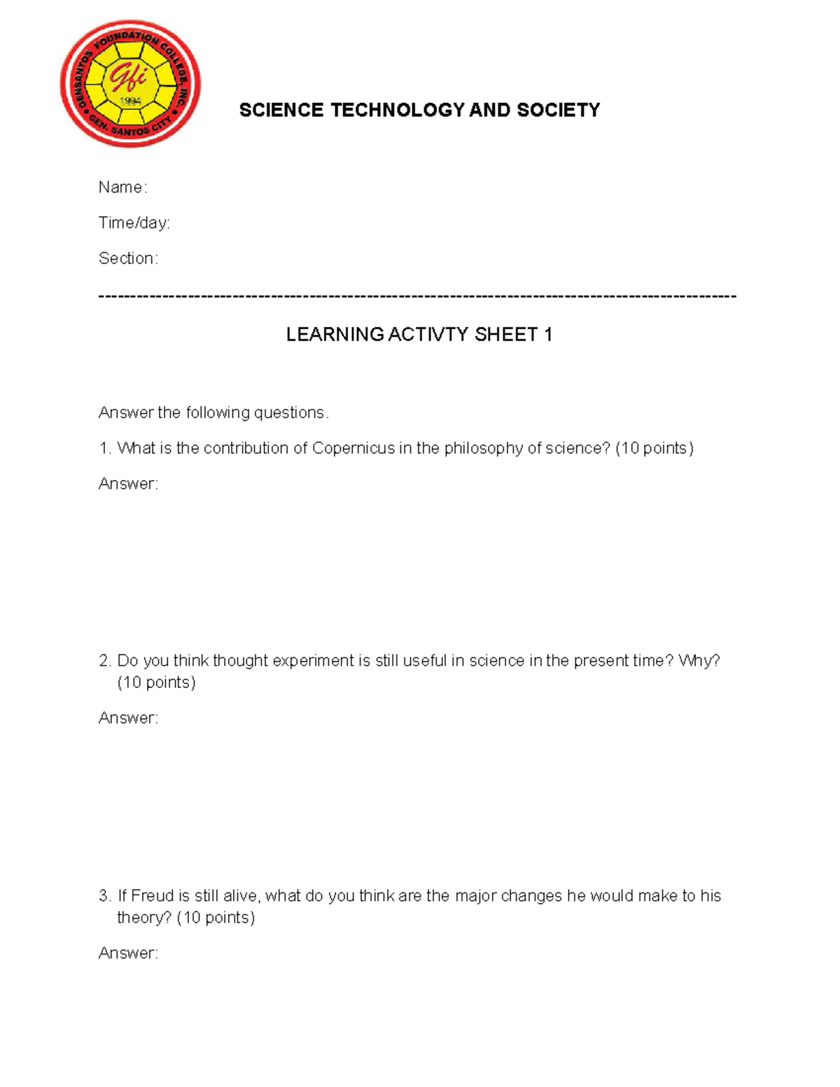 Science Technology AND Society LAS 1 3 - SCIENCE TECHNOLOGY AND SOCIETY ...