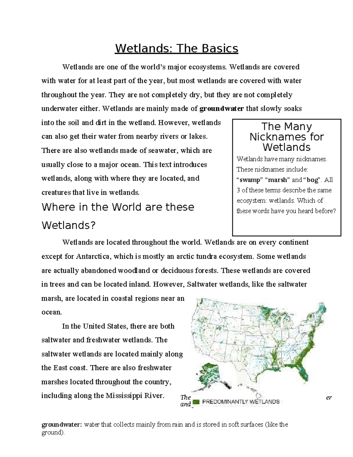 Nadeen Abdella - Wetlands Reading Passage - Wetlands: The Basics ...