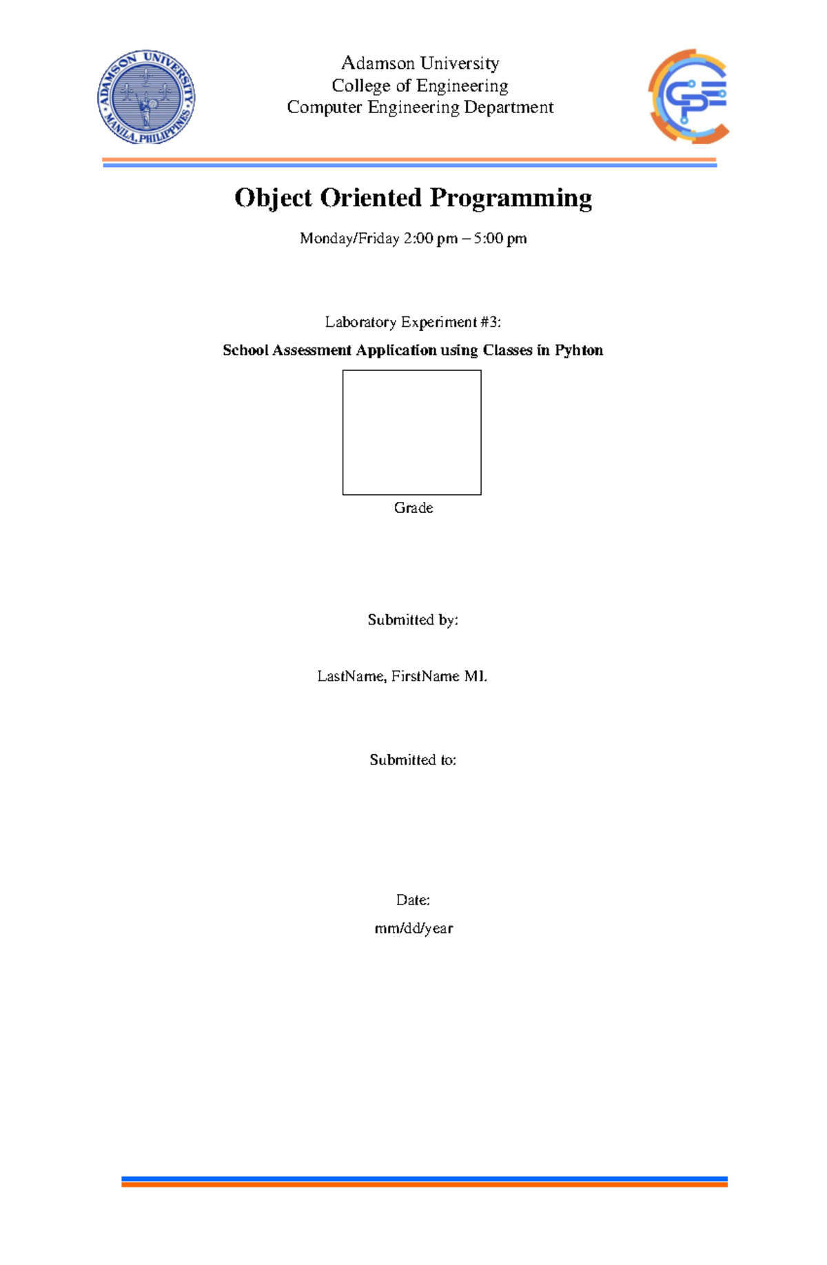 Lab Activity 3 Comp Prog Adamson University College Of Engineering Computer Engineering