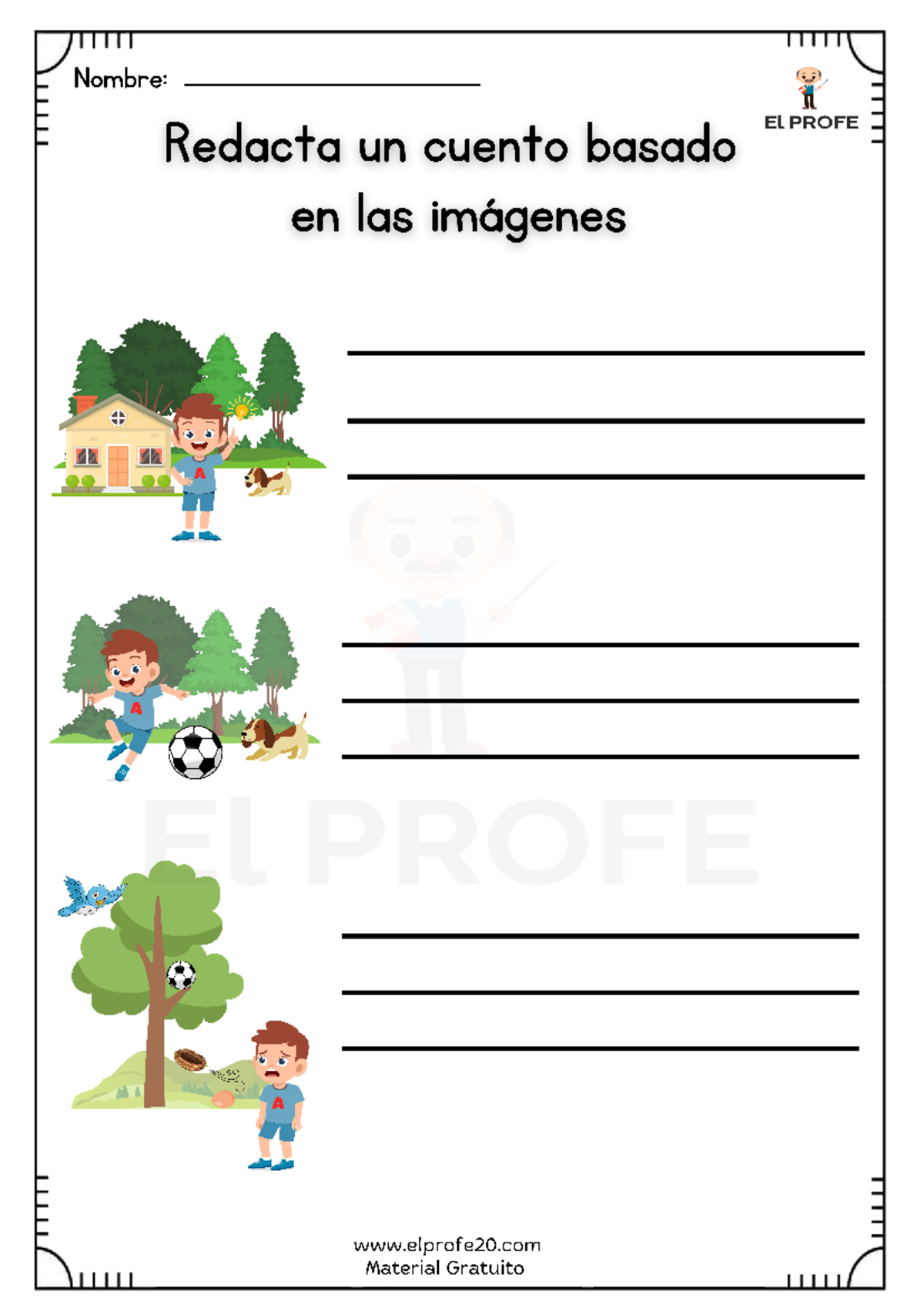 Ejercicios de redaccion para primaria - Nombre: El PROFE Redacta un ...