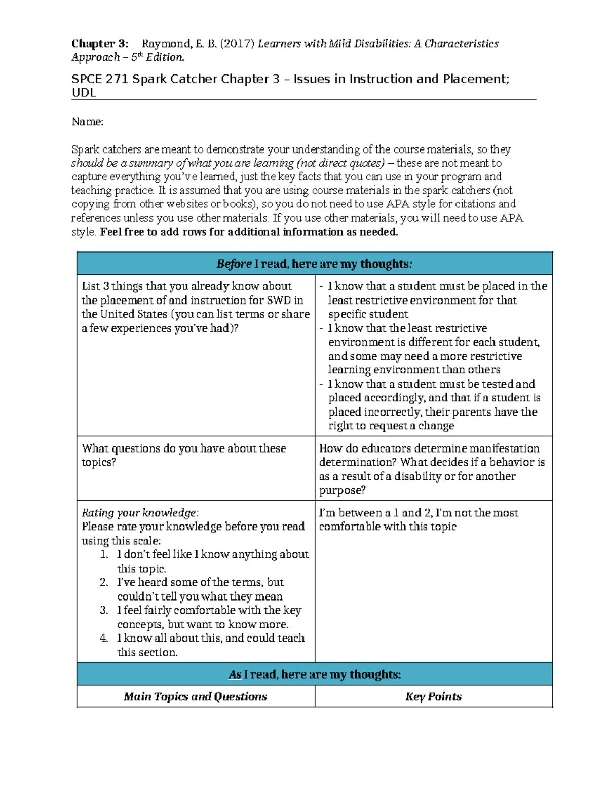 Spark catcher chapter 3 - Chapter 3: Raymond, E. B. (2017) Learners ...