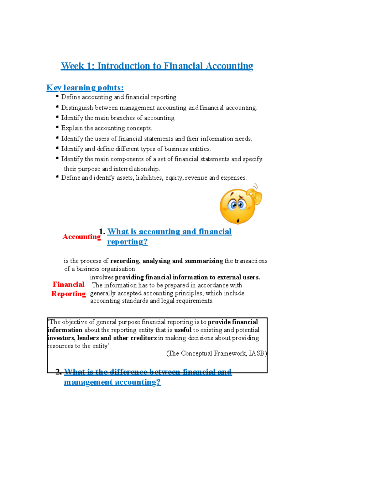 Week 1 Introduction to Financial Accounting - Accounting Financial ...