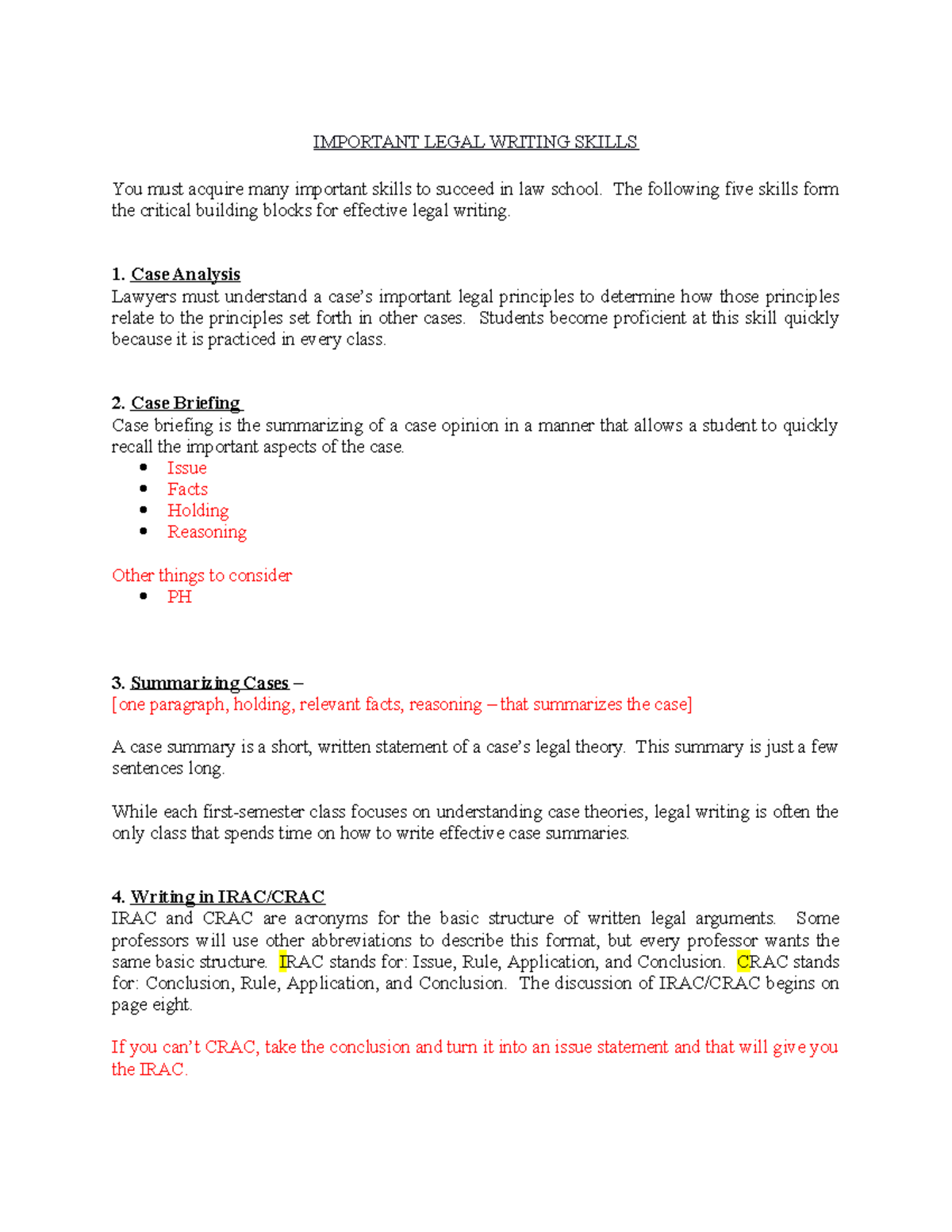 Important Legal Writing Skills-1 - IMPORTANT LEGAL WRITING SKILLS You ...