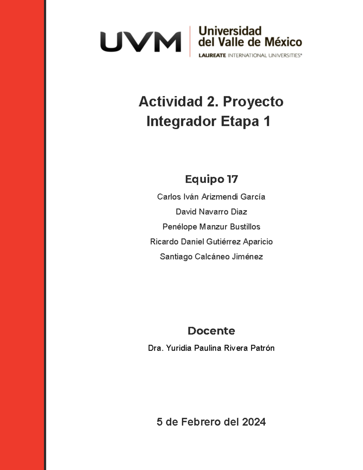 Actividad 2 Proyecto Integrador Etapa 1 Actividad 2 Proyecto
