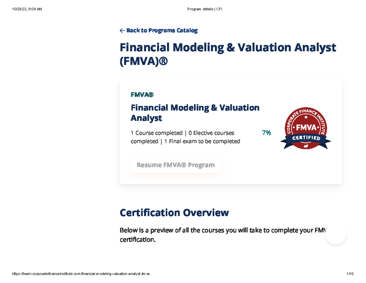FMVA - FMVA - Back to Programs Catalog Financial Modeling & Valuation ...
