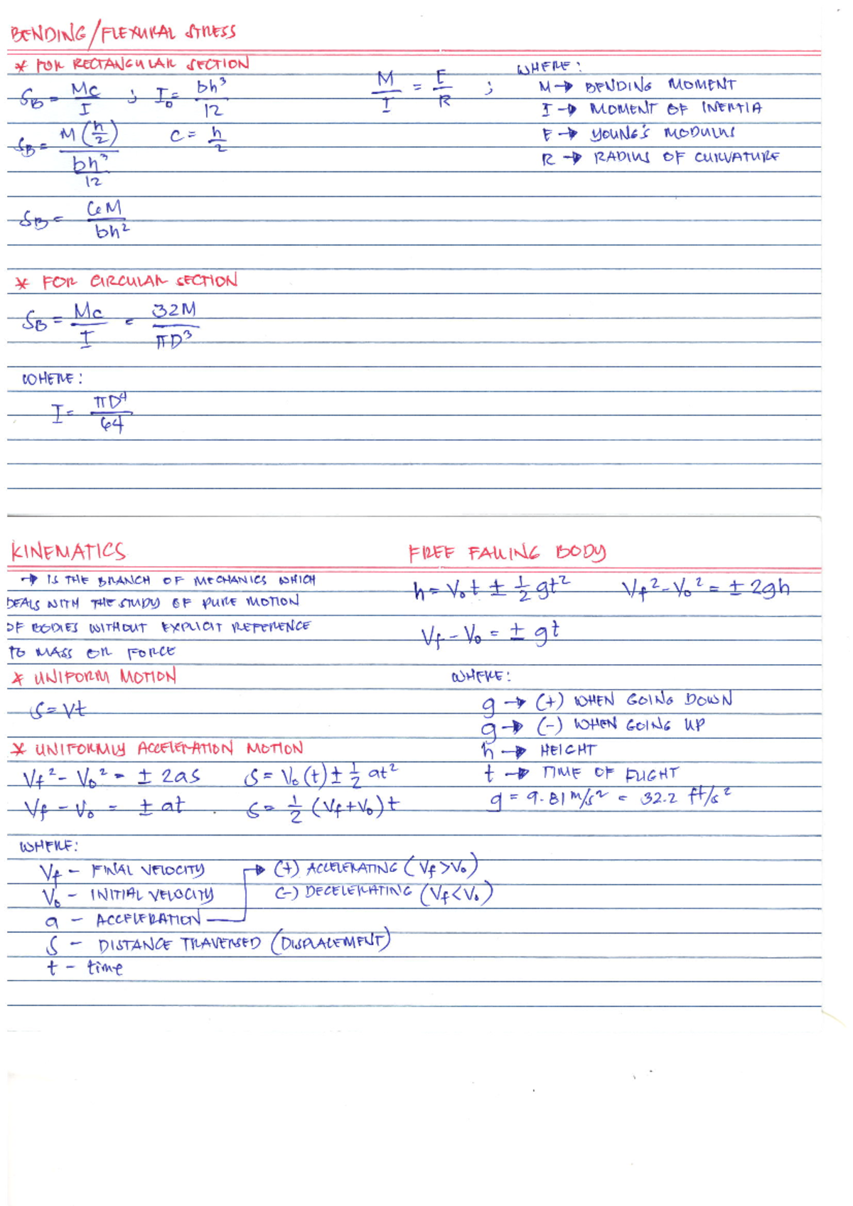 Stress And Strains 3 Formula - STRESS FOR RECTANCULAR SECTION M E WHERE ...
