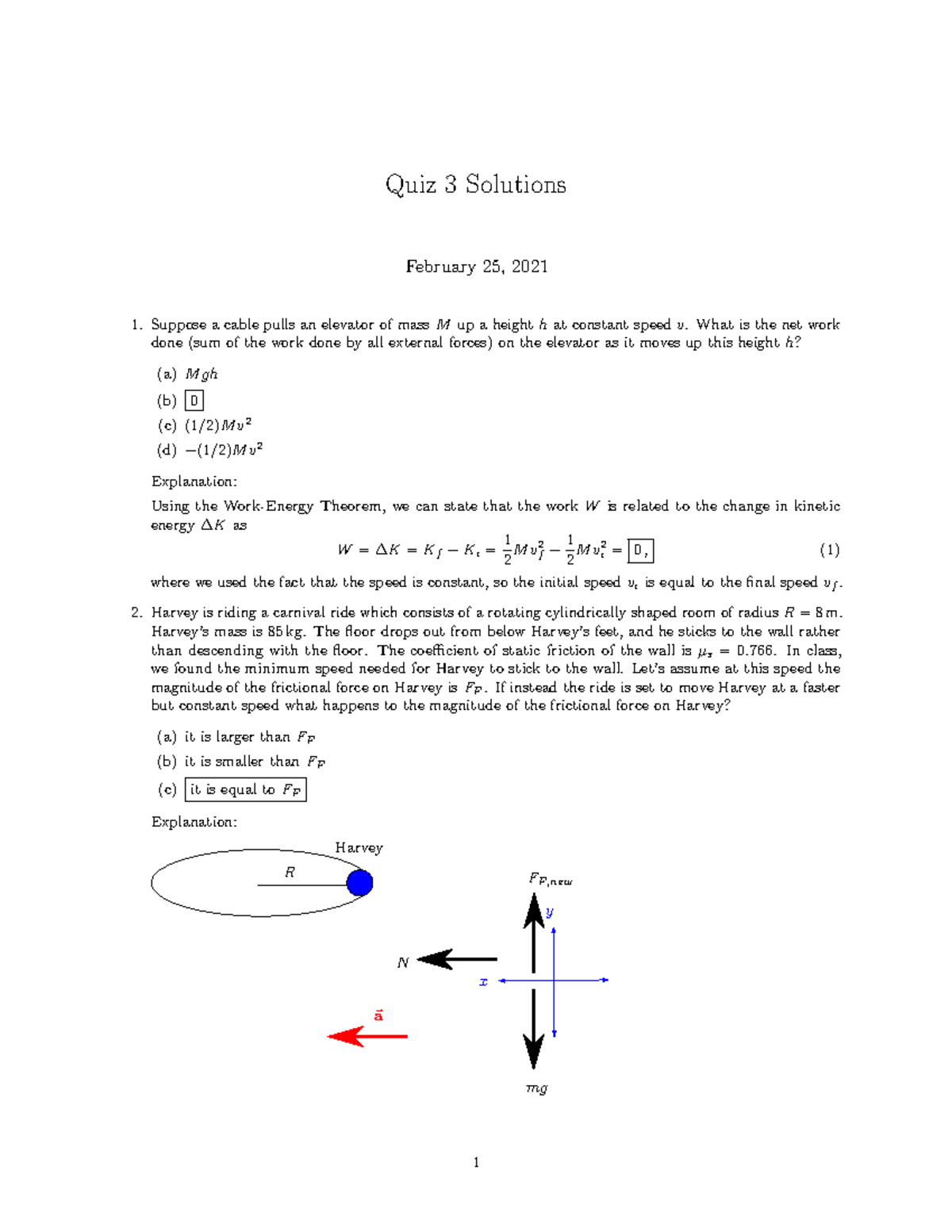 Quiz CSolutions - quiz solution - Quiz 3 Solutions February 25, 2021 ...