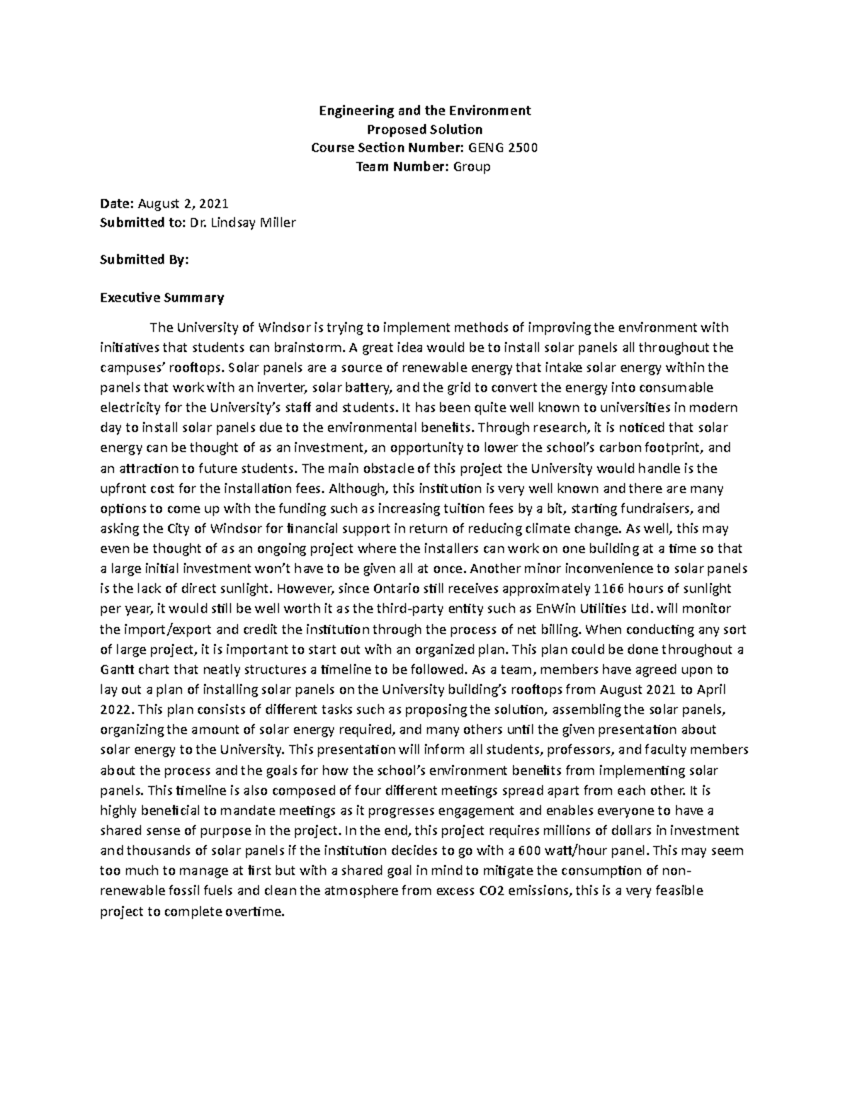 Group Project Proposal Final - Engineering and the Environment Proposed ...