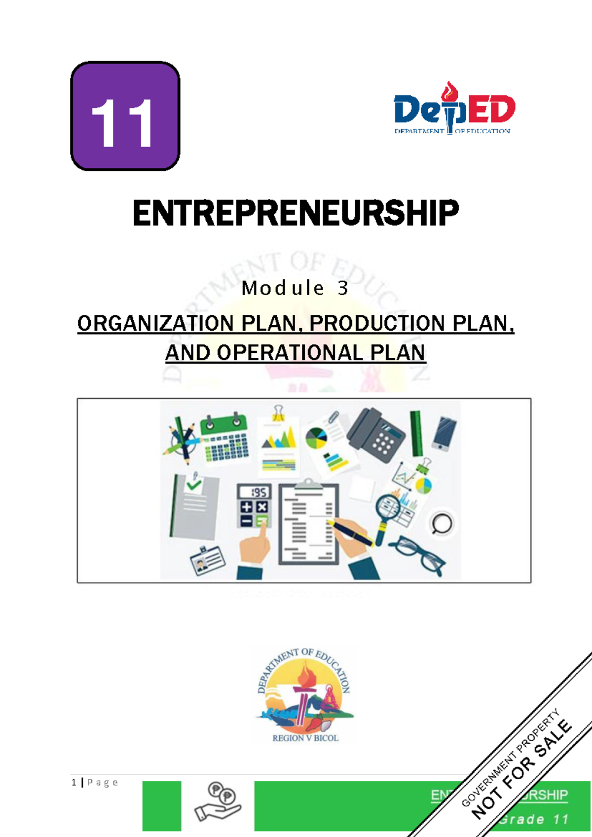 Entrepreneurship Q1 M3 - ENTREPRENEURSHIP M o d u l e 3 ORGANIZATION ...