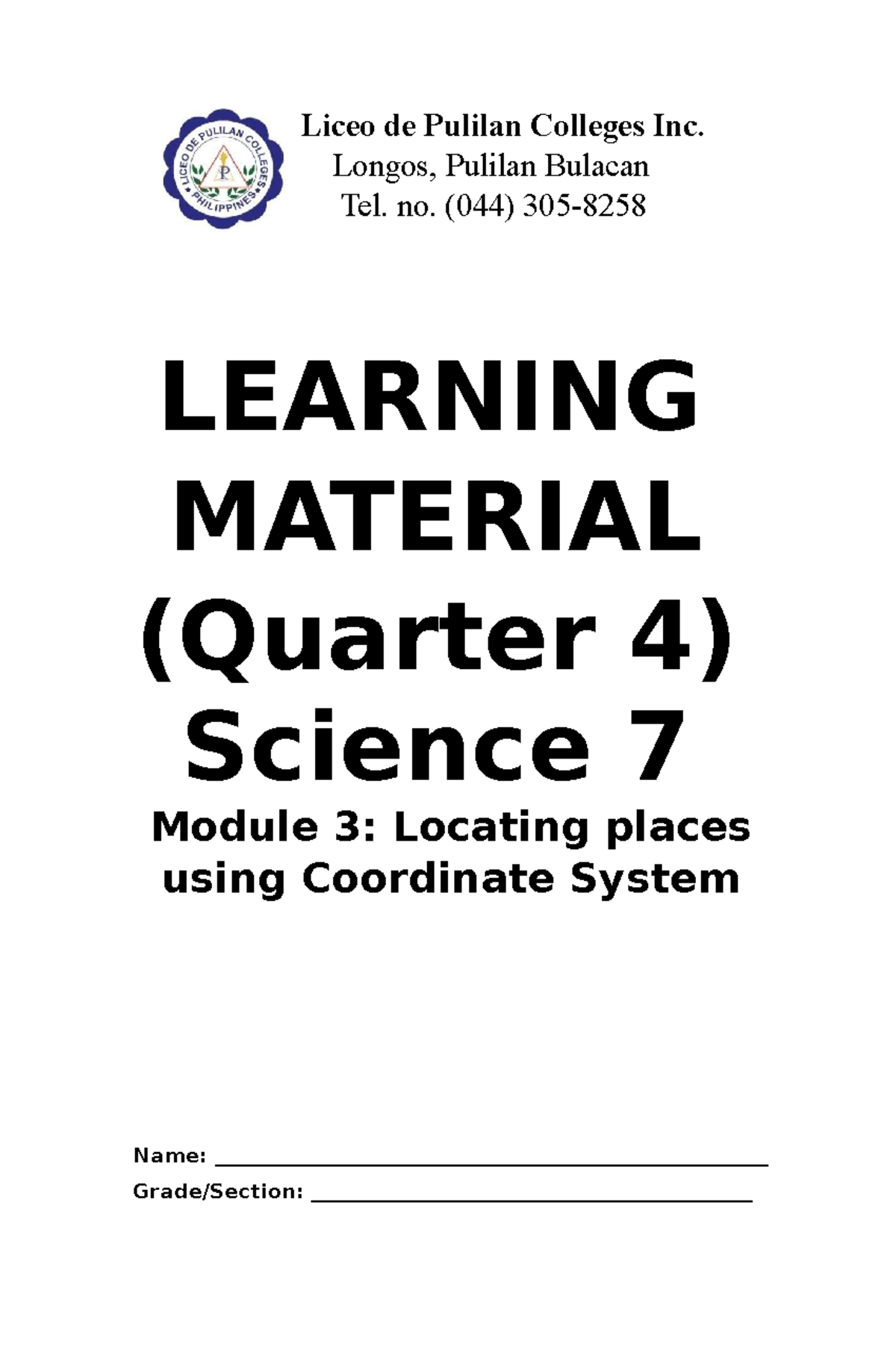 Science 7 Q4 SLM3 - learning material - Liceo de Pulilan Colleges Inc ...