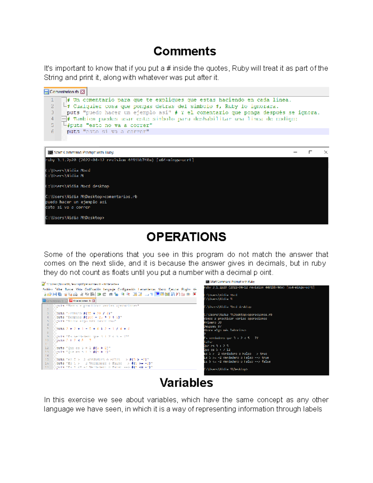 Ruby - trabajo ruby - Comments It's important to know that if you put a ...