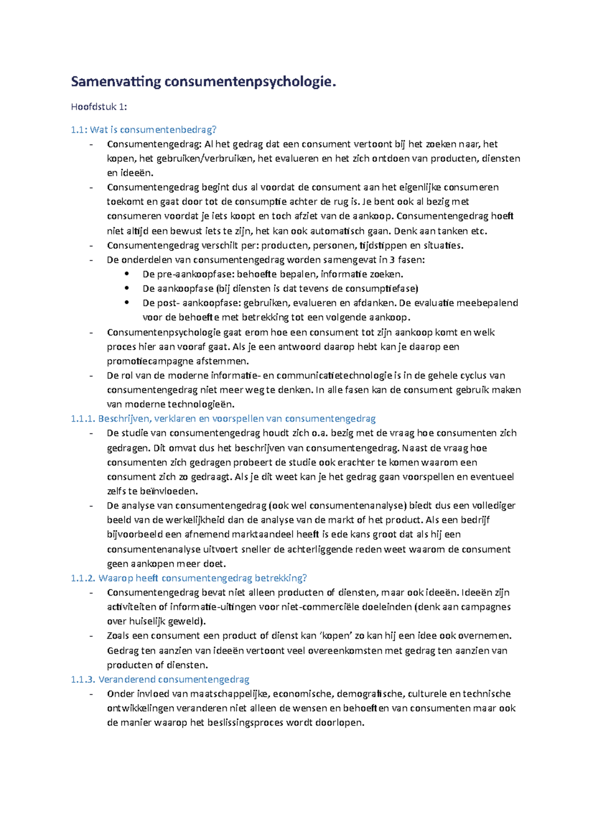 Samenvatting consumentenpsychologie - Hoofdstuk 1: 1: Wat is consumentenbedrag ...