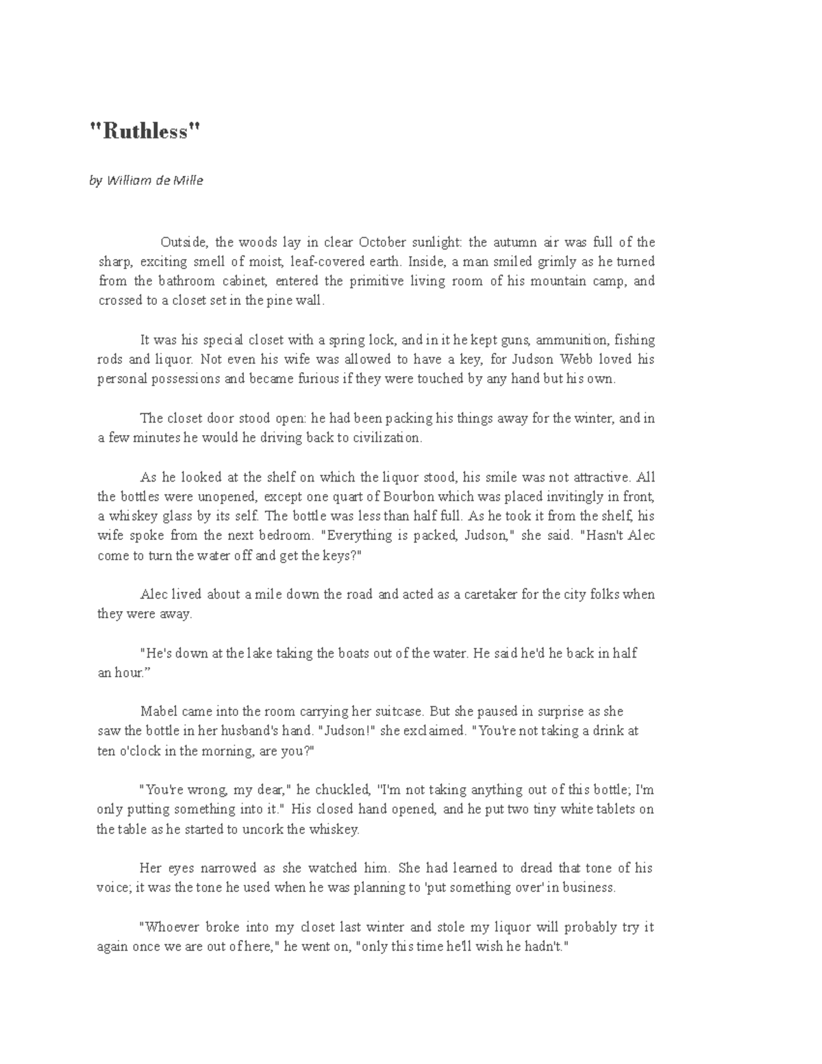 Daniel Lopez - Ruthless De Mille.docx - "Ruthless" by William de Mille ...