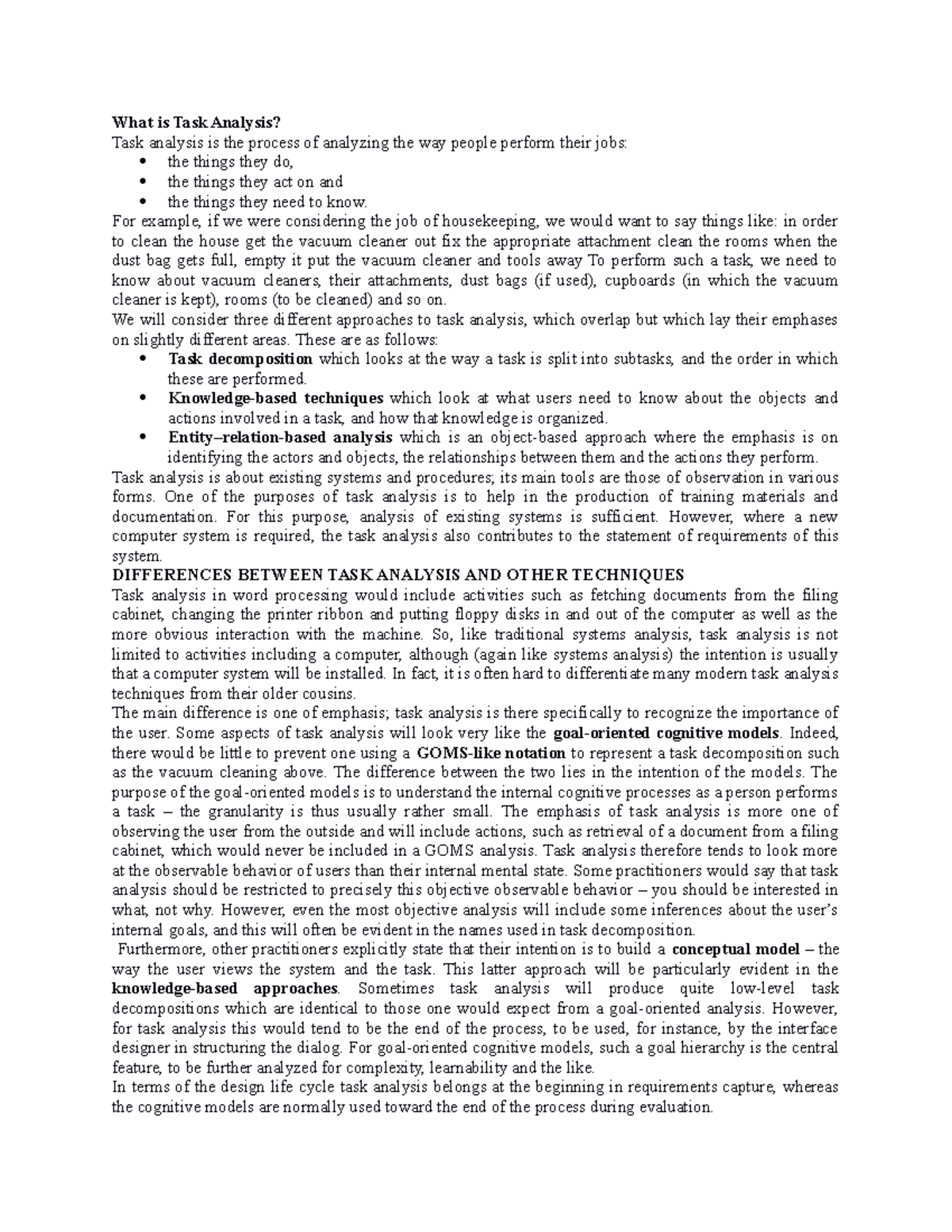 8 9 Task Analysis Introduction And Task Decomposition Comparison Kbt