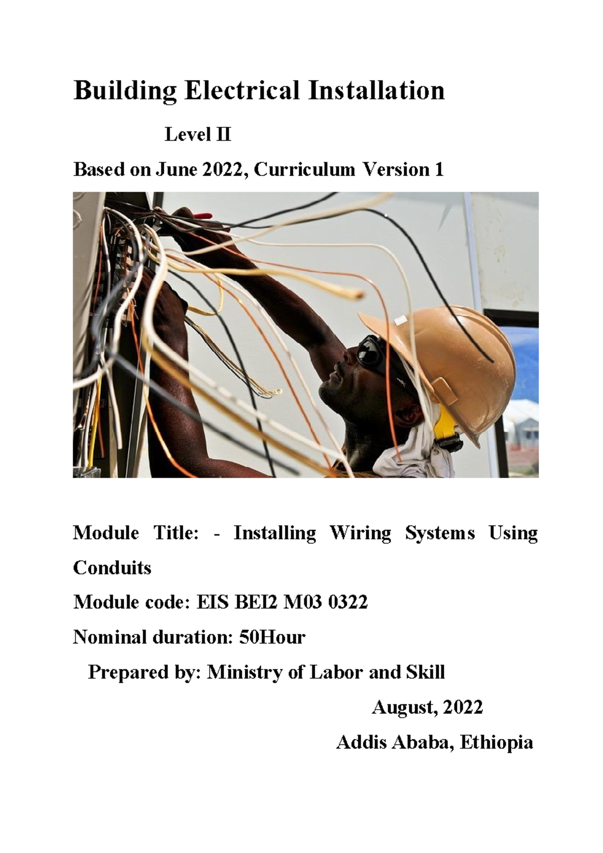 B.E.I .L 2. M. 3 - Building Electrical Installation Level II Based on June 2022, Curriculum ...