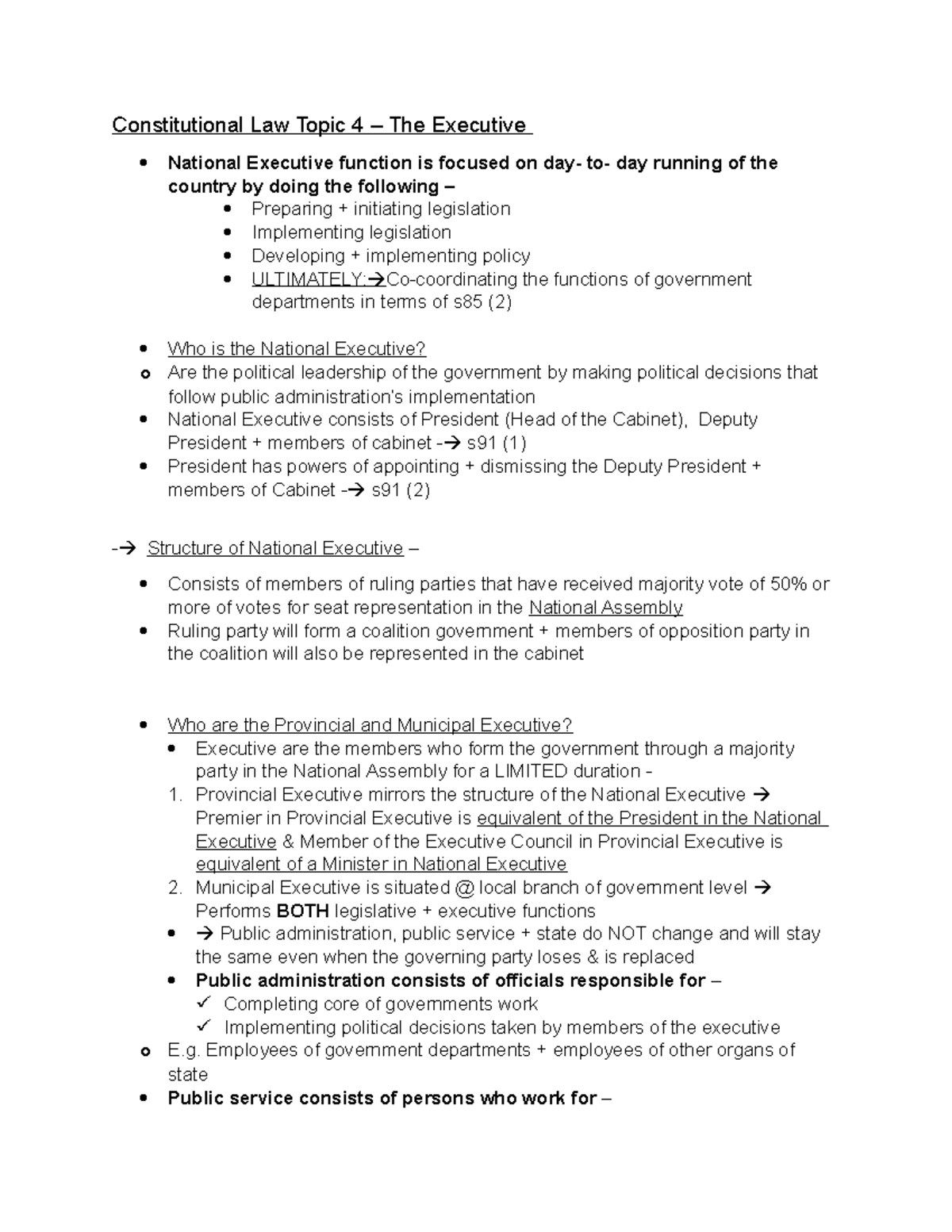 Con Law 25th May Test Notes - Constitutional Law Topic 4 – The ...
