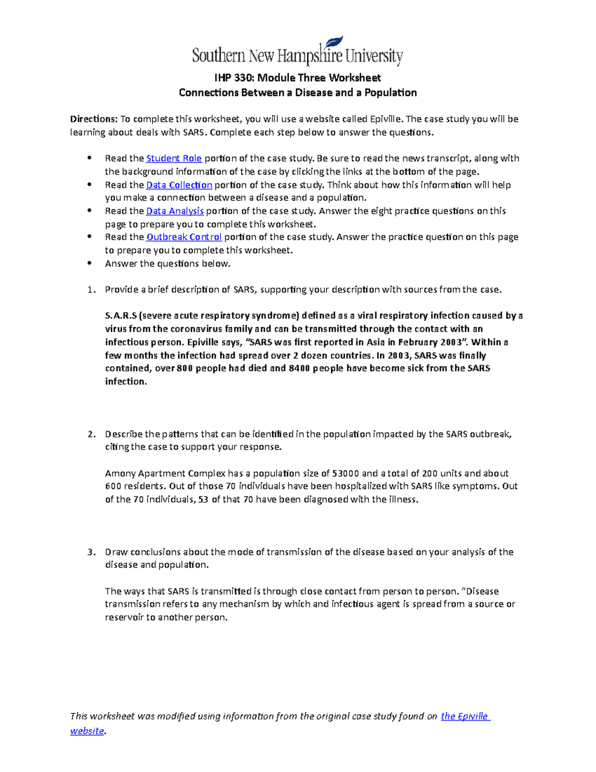 IHP 330 Module Three Worksheet Assignment - IHP330 - SNHU - Studocu