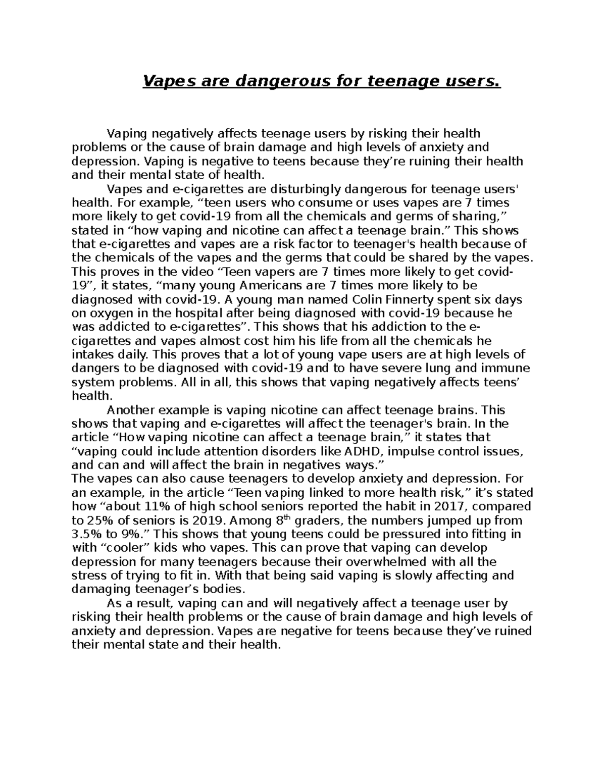 Vaping - Vapes are dangerous for teenage users. Vaping negatively ...