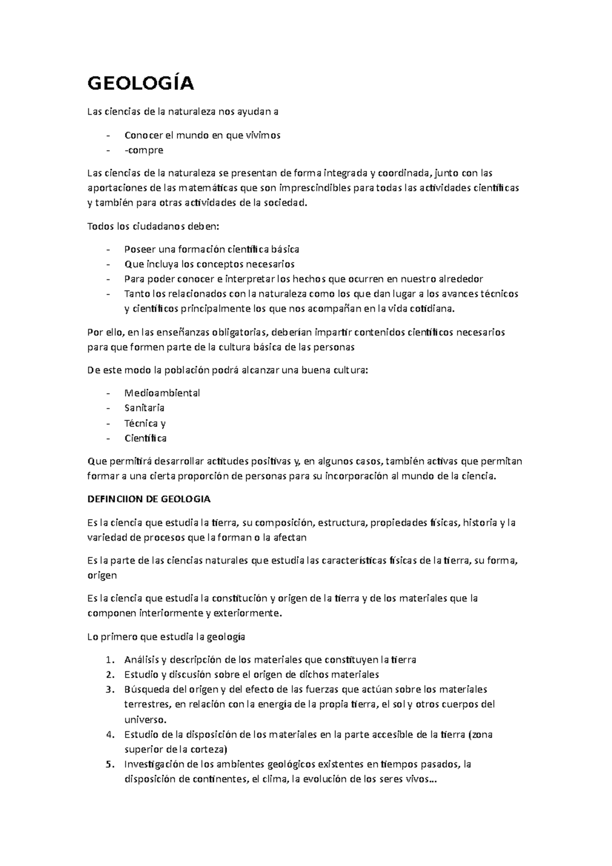 Geología 1 - Apuntes 1,2,3,4, - GEOLOGÍA Las ciencias de la naturaleza ...