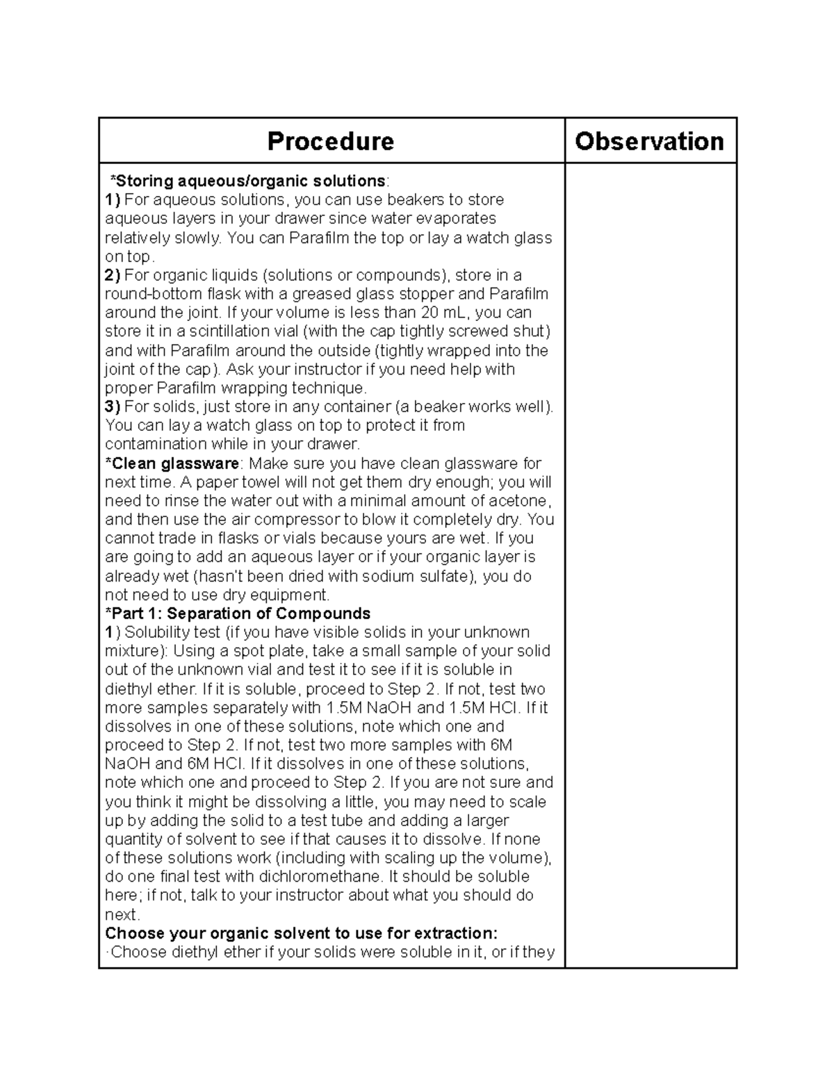 Procedure for Lab8 Identify the unknown compounds - Procedure ...