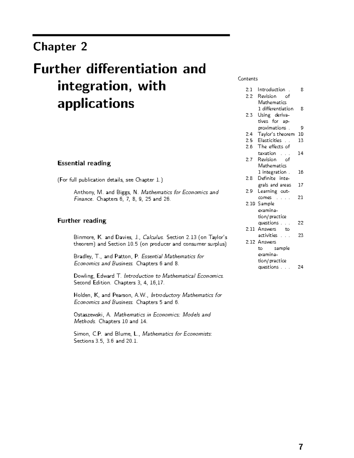 Chapter 2 - Further Differentiation and Integration - Chapter 2 Further ...