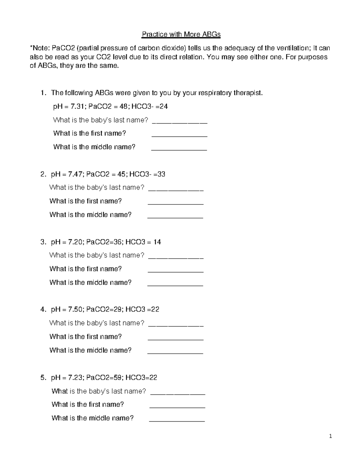 ABG Practice for Students - Warning: TT: undefined function: 32 1 ...