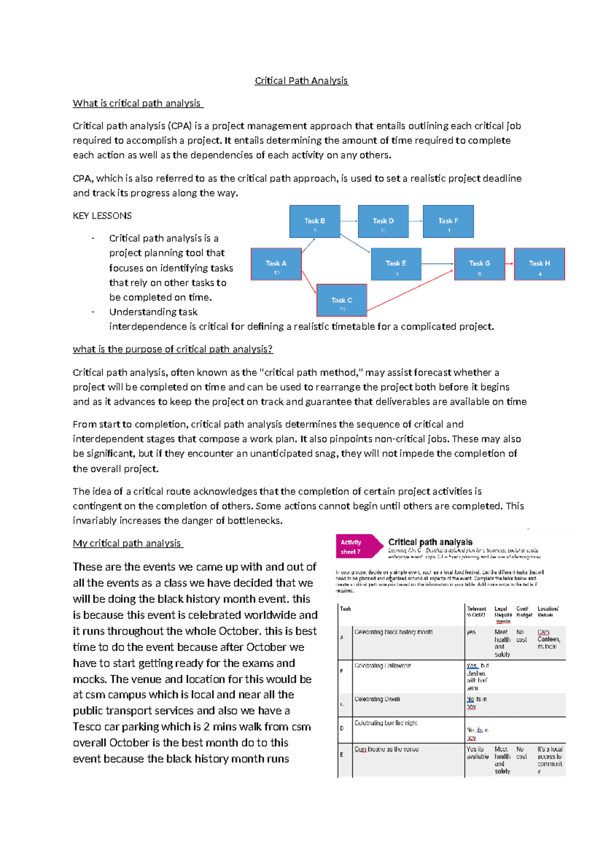 Critical Path Analysis - Critical Path Analysis What is critical path ...
