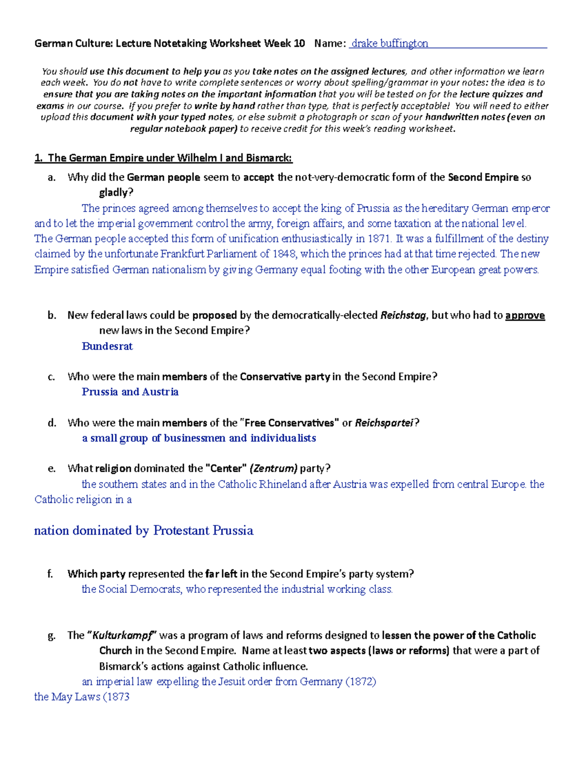 Ger121-Lecture Notetaking Week 10 - German Culture: Lecture Notetaking ...
