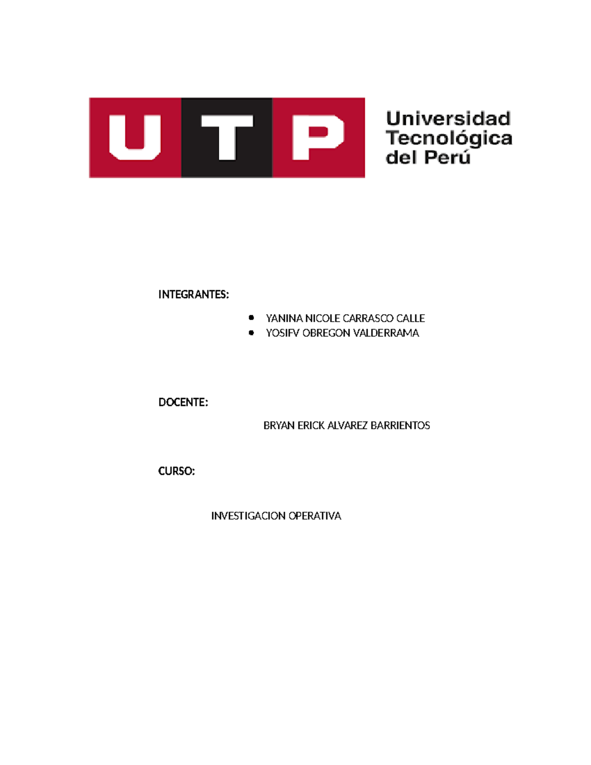 Operacion Operativa previa TA 2 - INTEGRANTES: YANINA NICOLE CARRASCO ...
