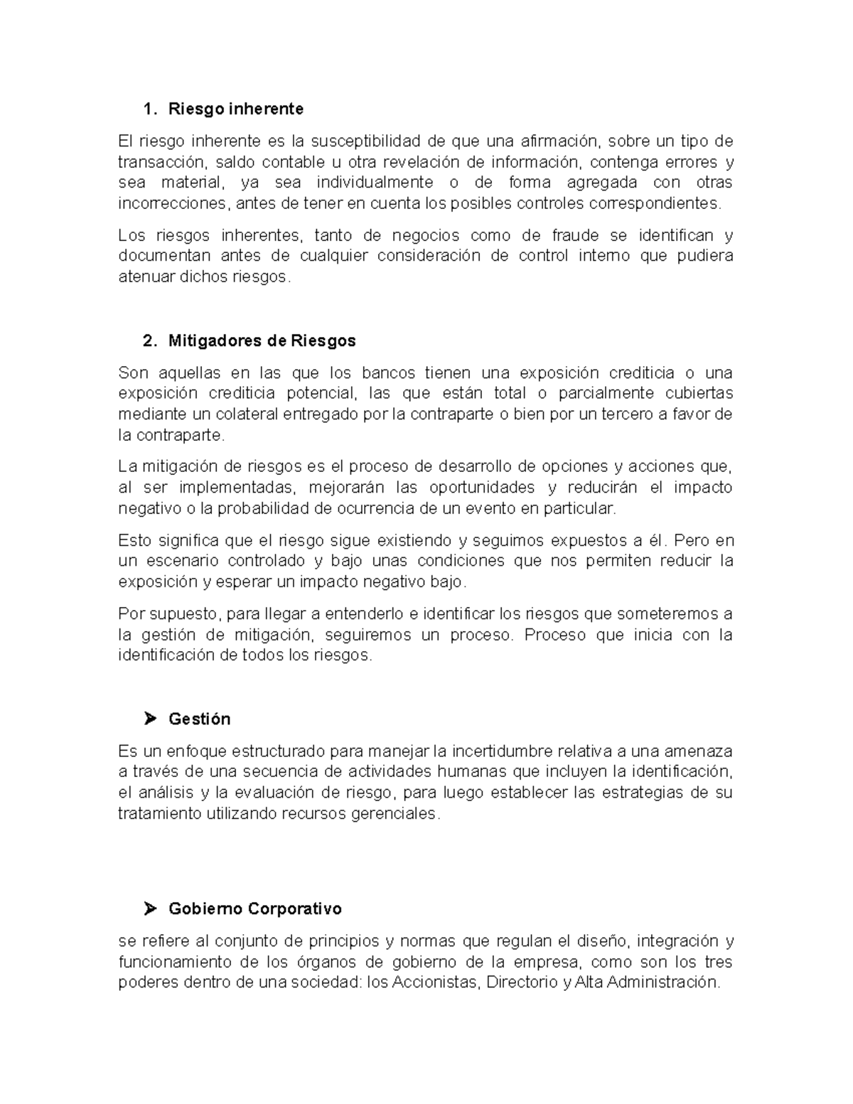 Riesgo - 1 inherente El riesgo inherente es la susceptibilidad de que ...
