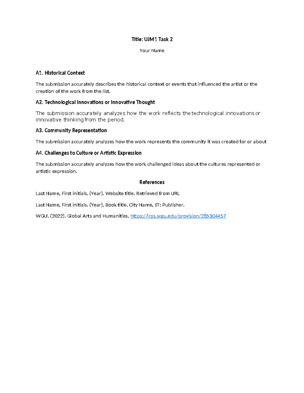 UJM1Task2 - history paper - Title: UJM1 Task 2 Your Name A1. Historical Context The submission ...