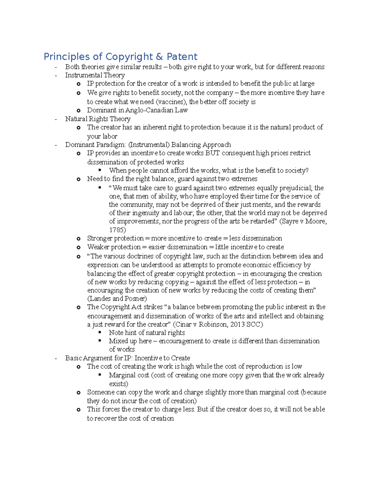 IP Outline - Condensed class notes for exam prep. Prof Siebrasse ...