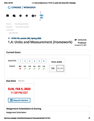 3A Motion Along a Straight Line Homework - PHYS 110 - Studocu