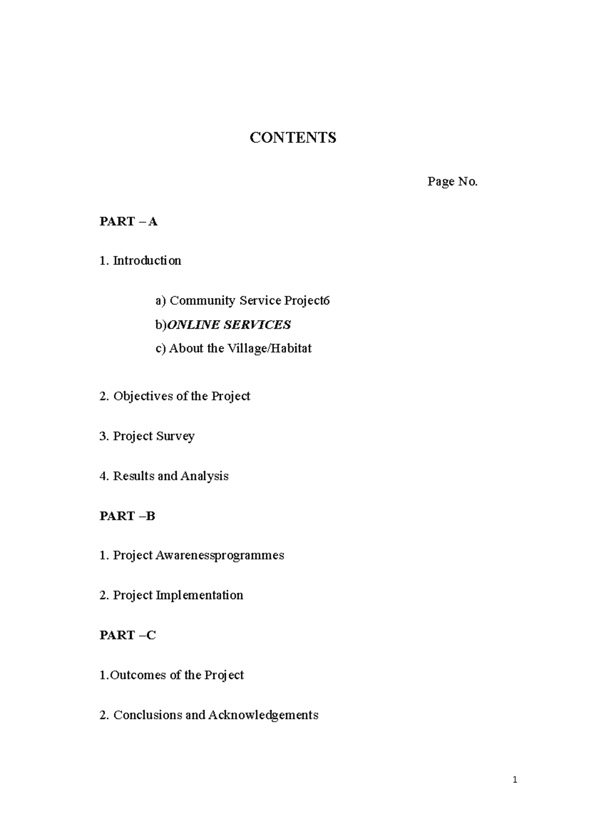Csp2 - falll - CONTENTS Page No. PART – A 1. Introduction a) Community ...
