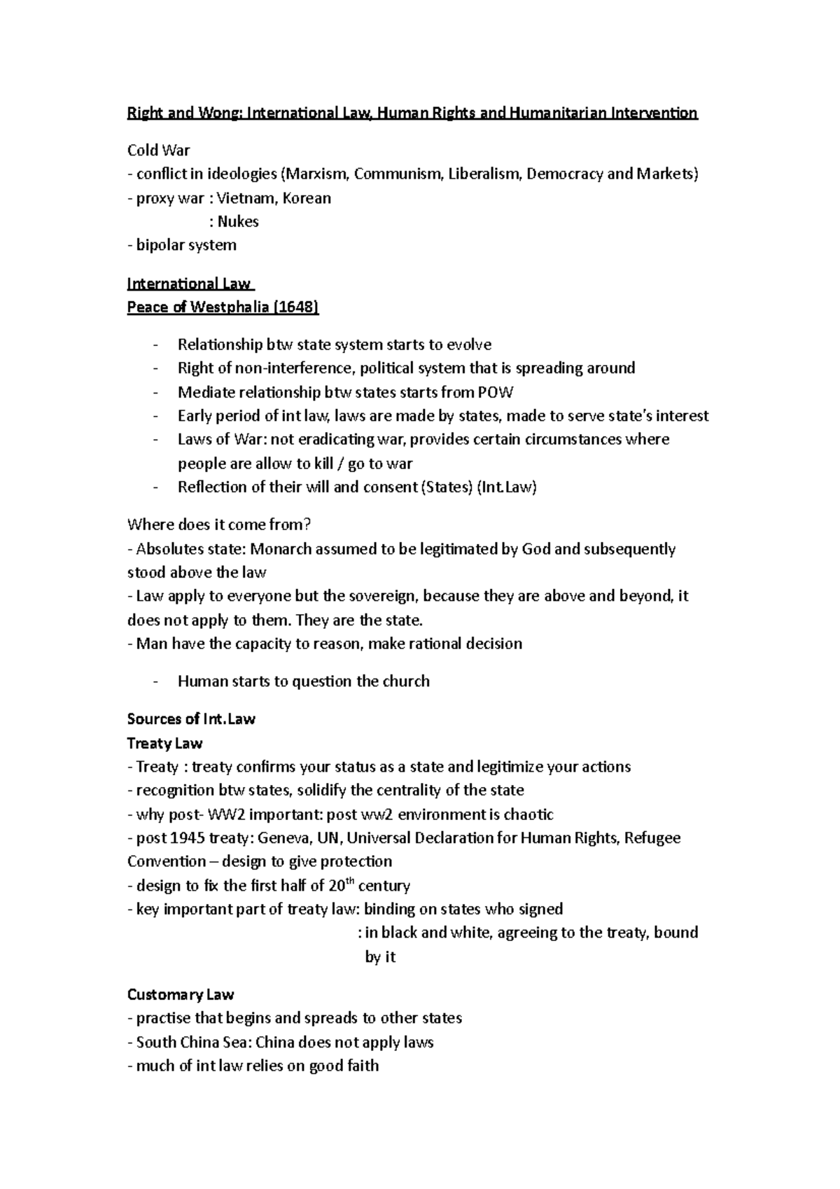 Week 10 - Lecture Int Law and Int Humanitarian - Right and Wong ...