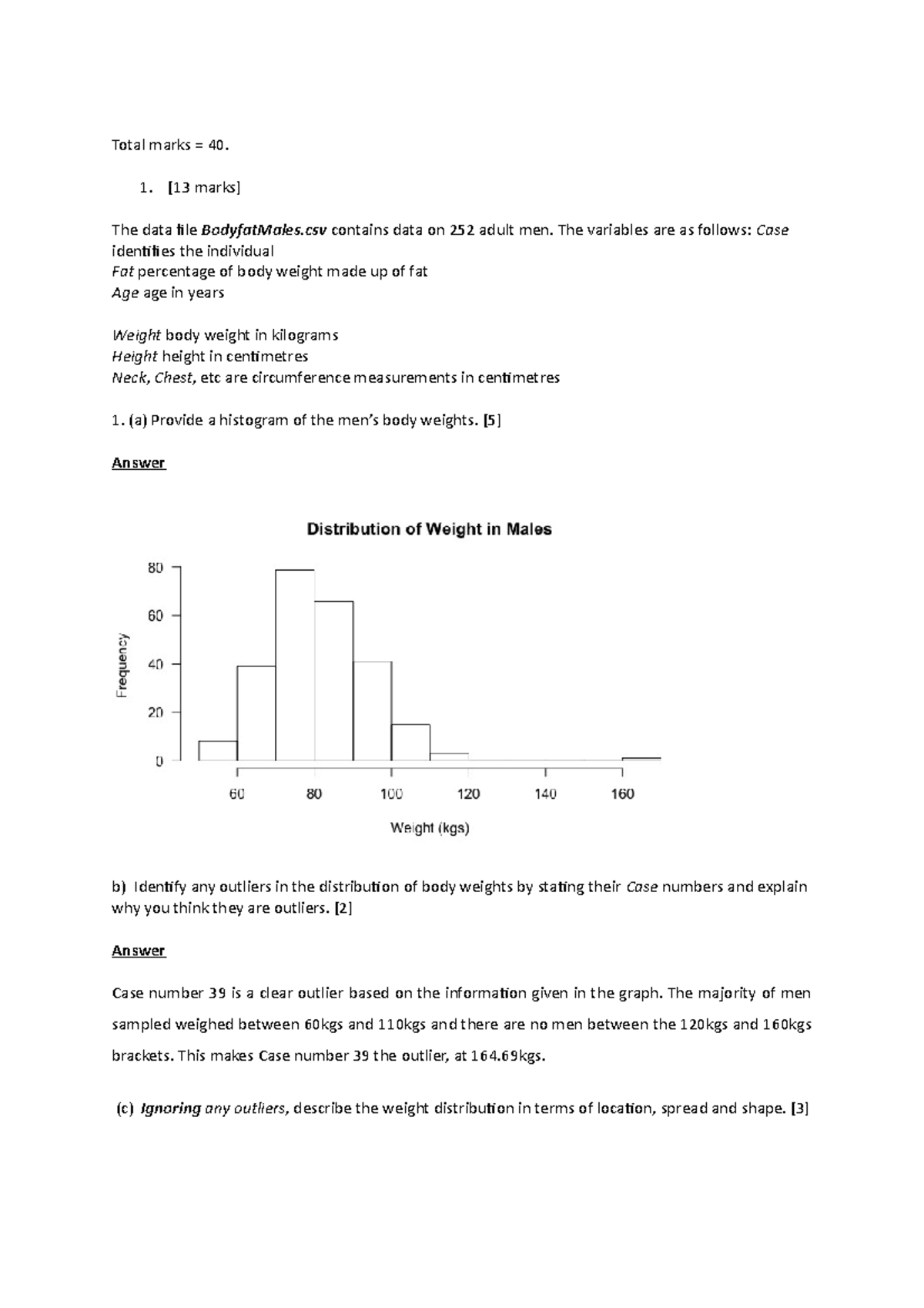 As183 Statistical Data Analysis Semester 2 Total Marks 40 13 Marks The Data File