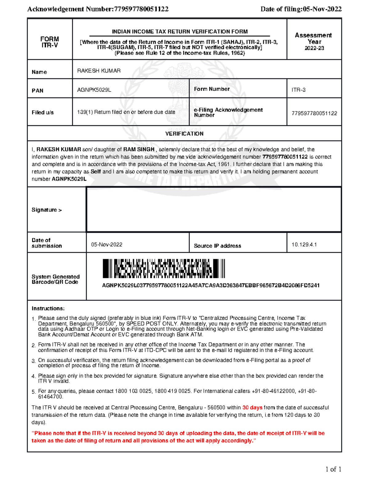 I3 026 - material - Acknowledgement Number:779597780051122 Date of ...